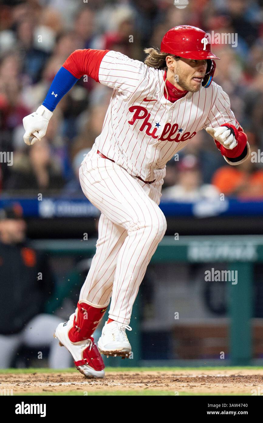 Philadelphia Phillies' Alec Bohm in action during the baseball game ...