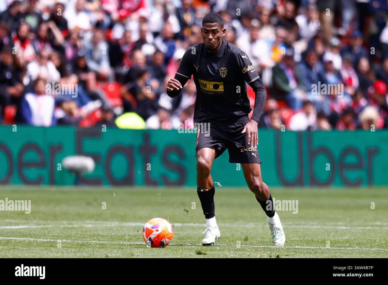 Cristhian Mosquera of Valencia in action during the Spanish League ...