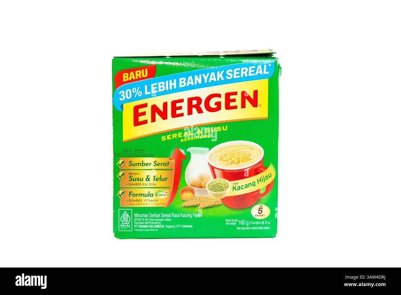 The product of milk and cereal drink "Energen" with green beans flavor ...