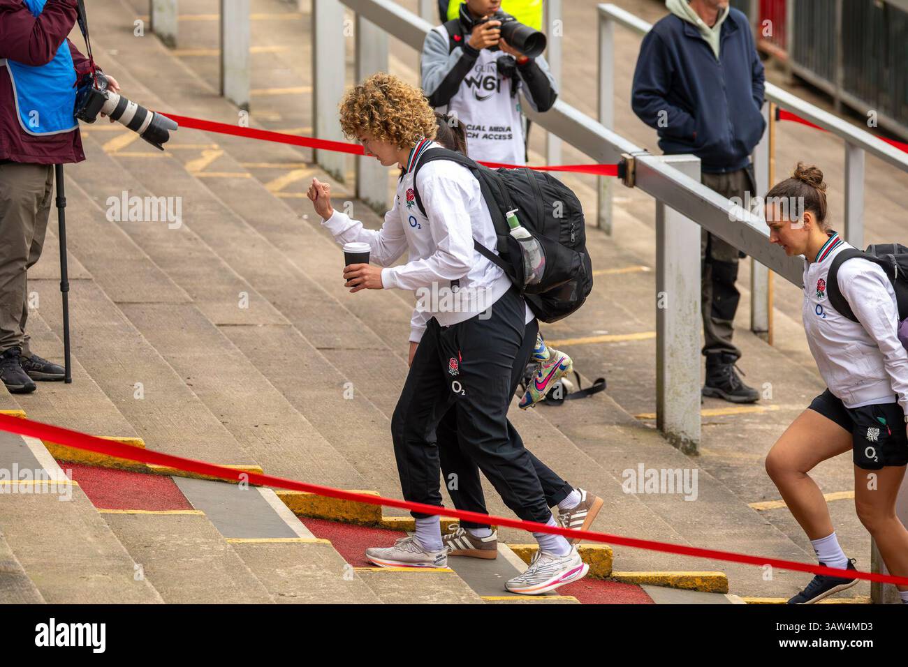 Leicester, UK, 19th April 2025 Ellie Kildunne arrives for the England ...