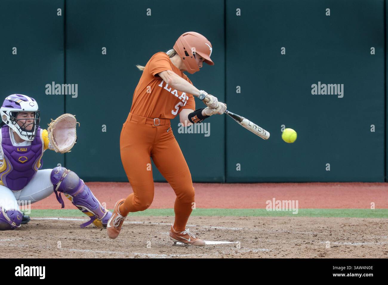 AUSTIN, TX - APRIL 18: Texas utility Kaydee Bennett (5) hits the ball ...