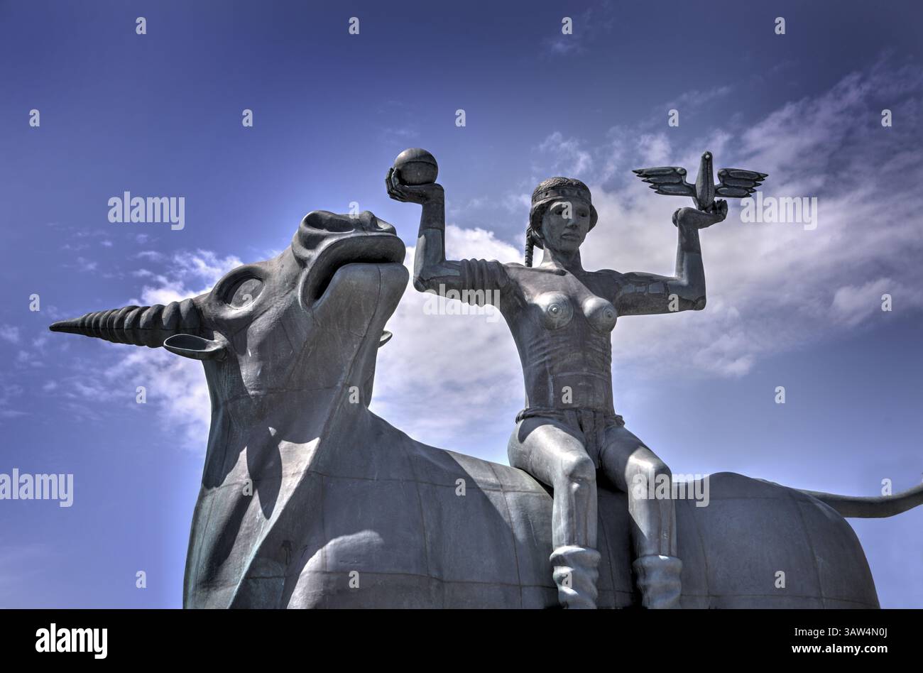 Agios Nikolaos, Crete, Greece - June 7, 2023: Statue of Europe sitting ...