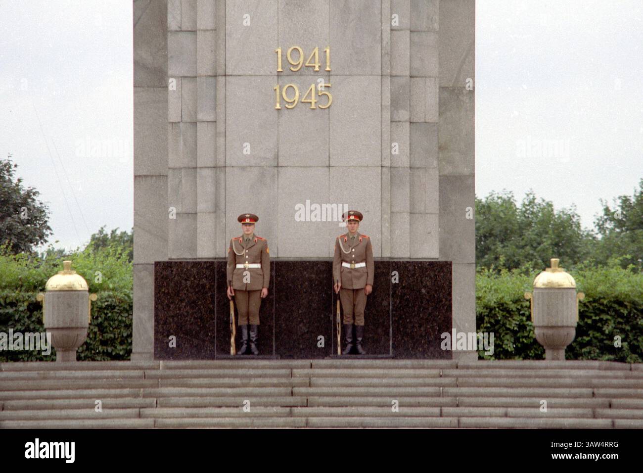 Russian Guards at the Soviet War Memorial in West Berlin in 1987 Stock ...