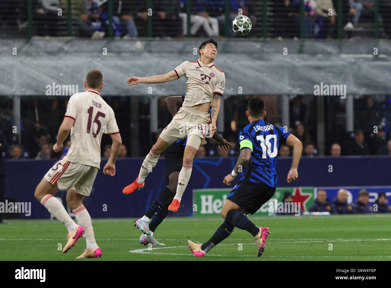 Milan, Italy. 18th Apr, 2025. Italy, Milan, 2025 04 16: Minjae Kim (Bayern M.) head shot in ...