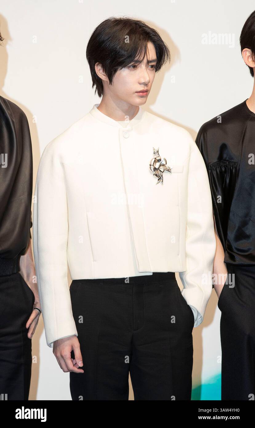 18 April 2025 - Seoul South Korea: (L to R) Soobin, Huening, Kai, Beomgyu, Yeonjun and Taehyun ...