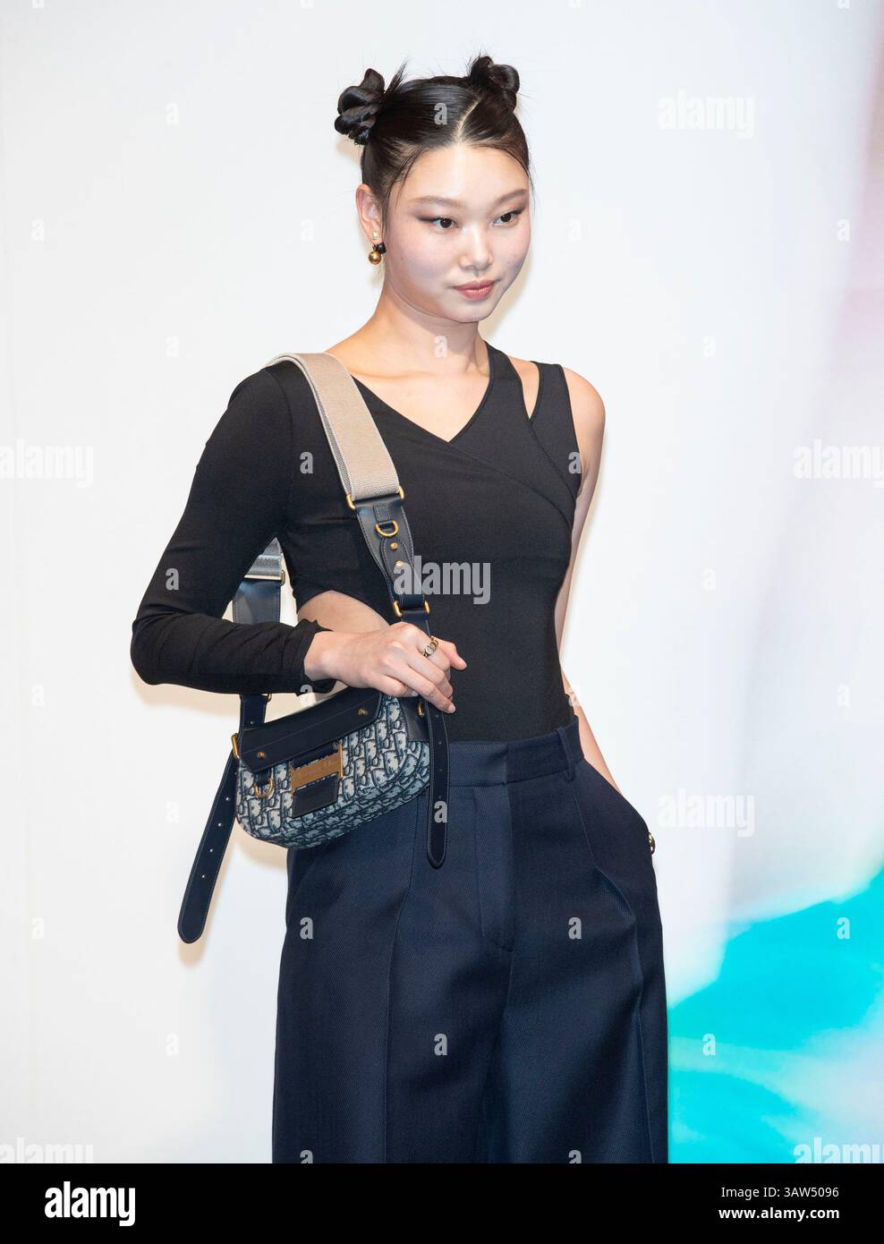 Seoul, South Korea. 18th Apr, 2025. South Korean model Bae Yoon-young, attends a photocall for ...