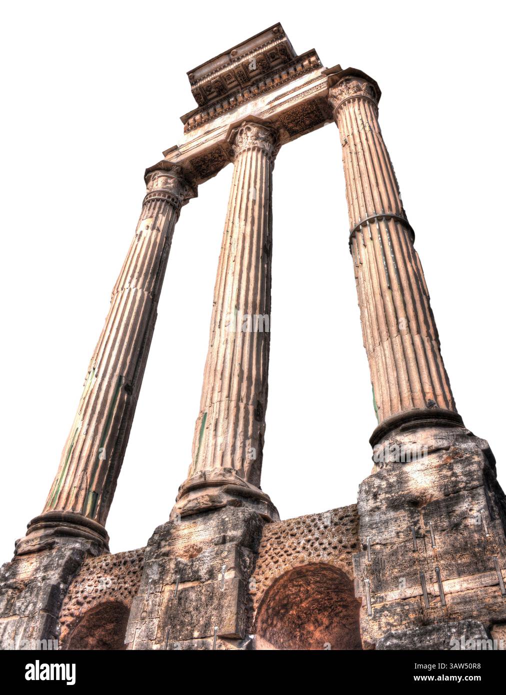 Deep perspective view of the remaining Columns of the temple of Castor ...