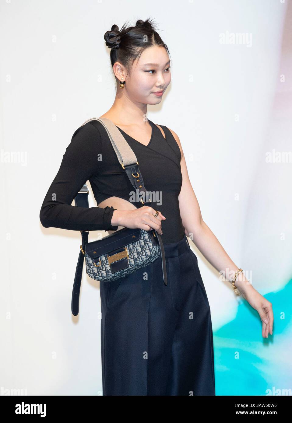 Seoul, South Korea. 18th Apr, 2025. South Korean model Bae Yoon-young, attends a photocall for ...