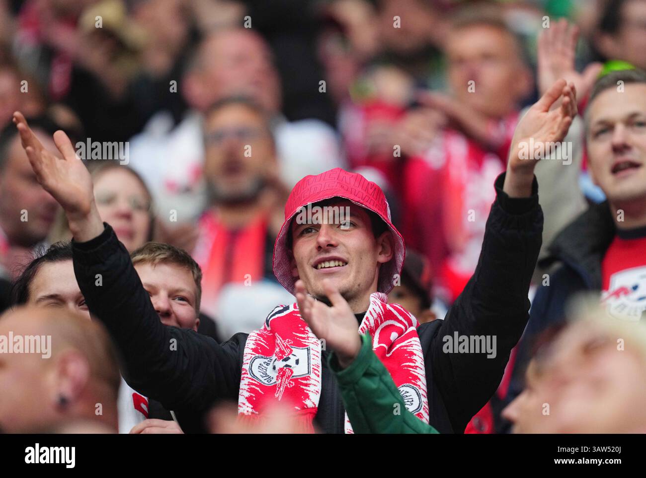 Red Bull Arena, Leipzig, Germany. 19th Apr, 2025. RB Leipzig fans ...