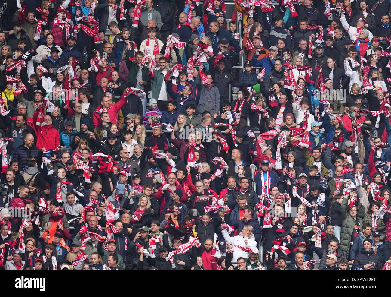 Red Bull Arena, Leipzig, Germany. 19th Apr, 2025. RB Leipzig fans ...
