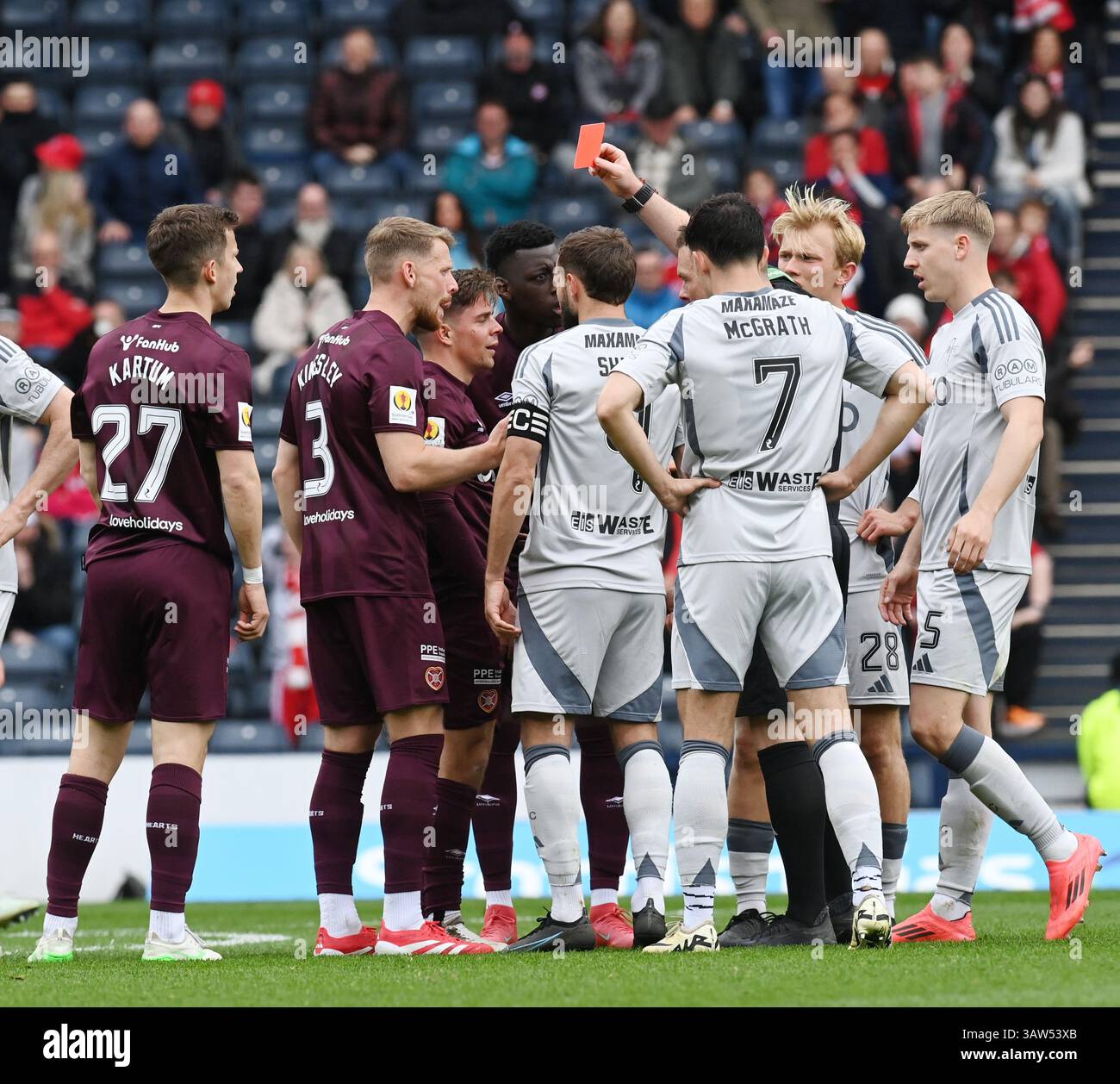 Referee john beaton red card for hearts cammy devlin hi-res stock ...