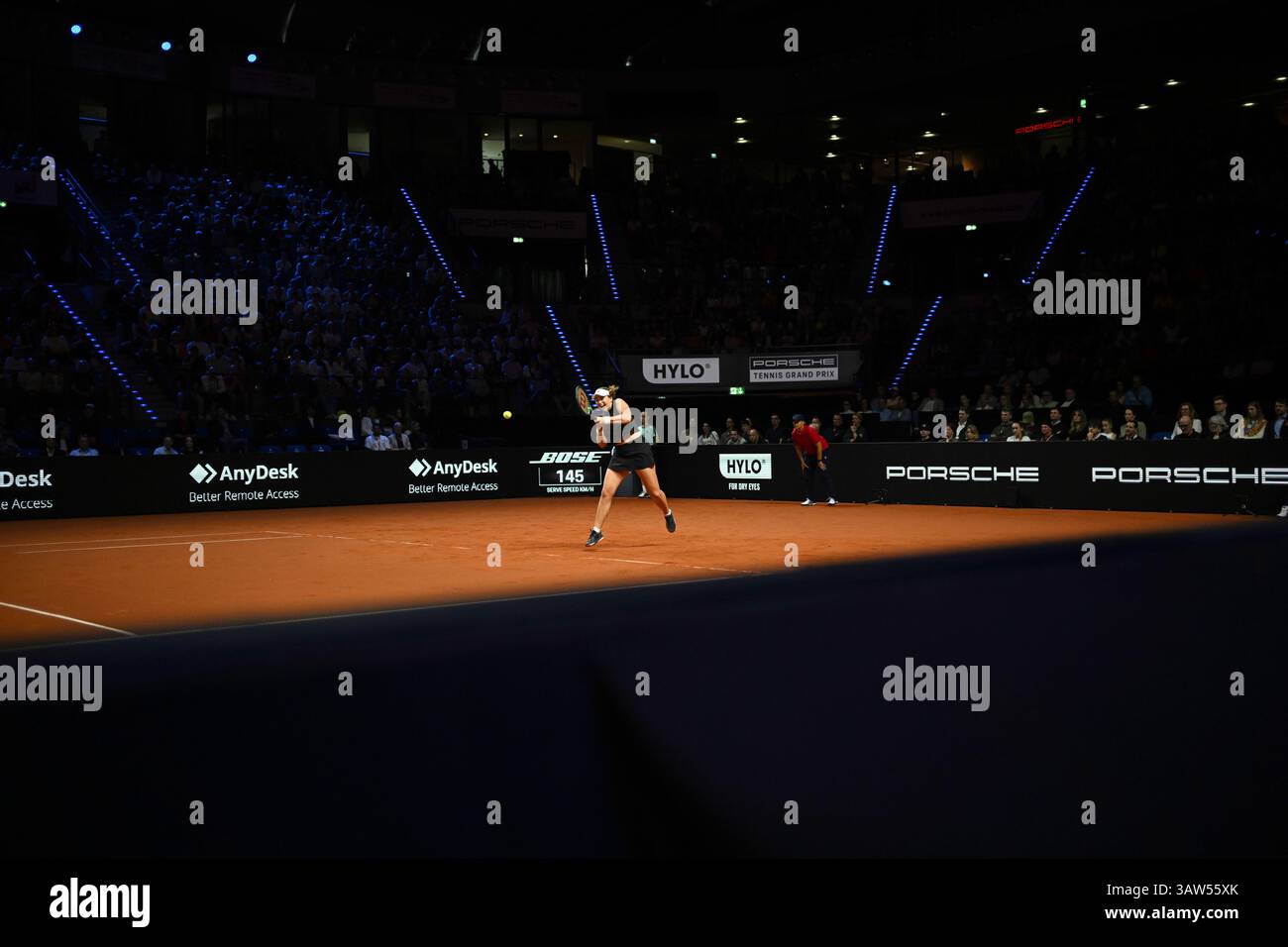 Latvia's Jelena Ostapenko in action against Poland's Iga Swiatek during their women's singles ...