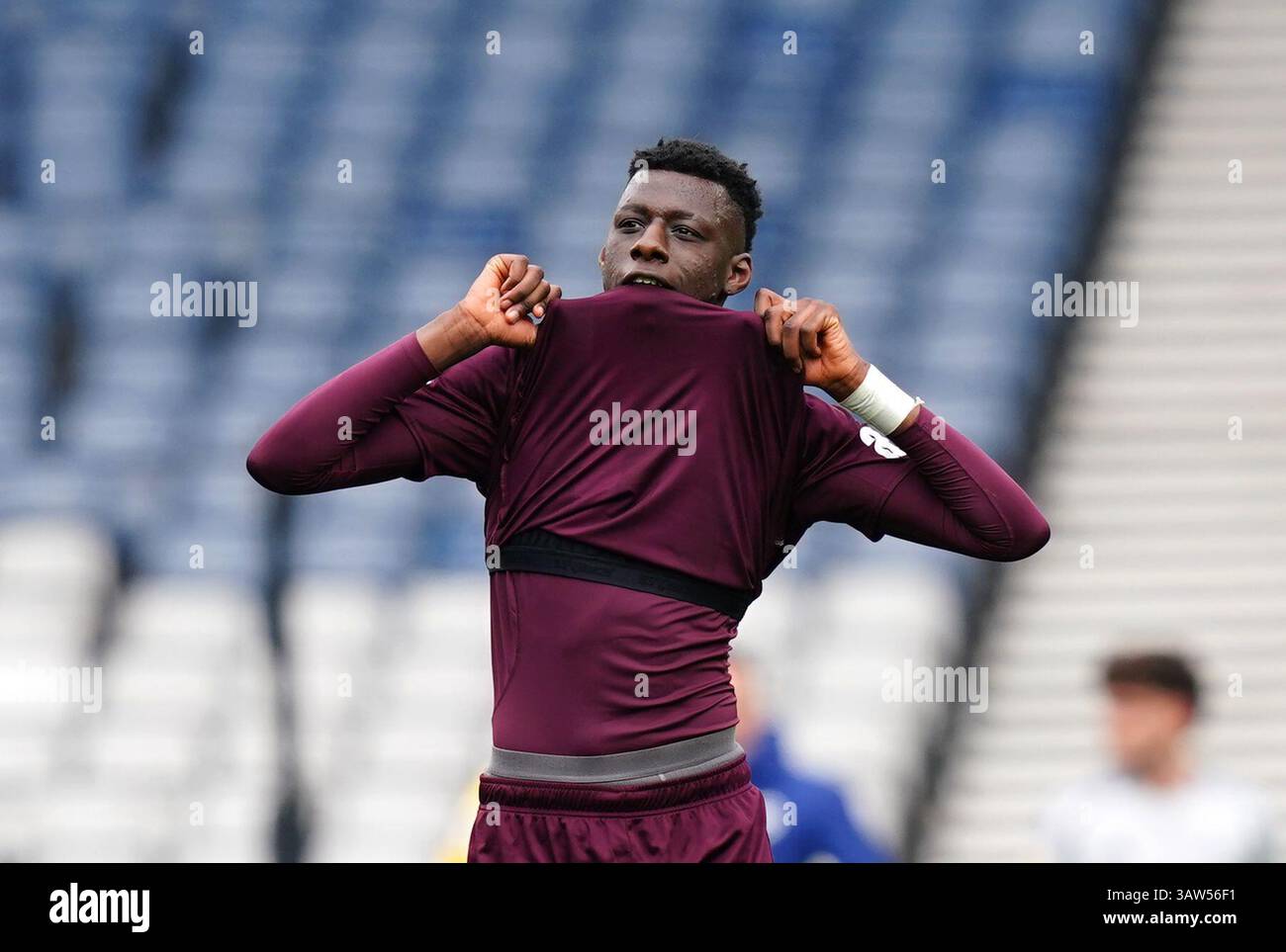 Heart of Midlothian's Musa Drammeh appears dejected following the ...