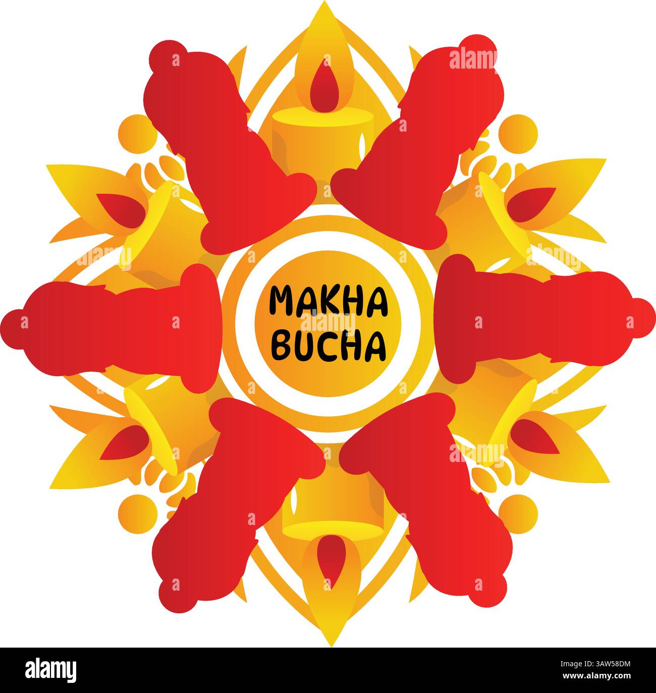 Makha Bucha Buddhist Holiday Celebration Vector Illustration Stock ...