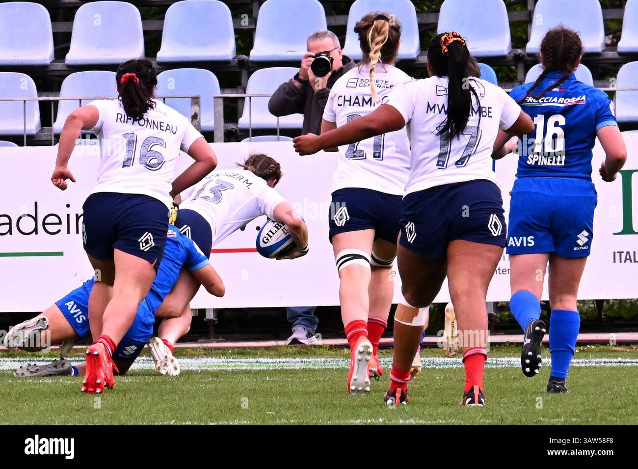 Parma, Italy. 19th Apr, 2025. Try of Marine Menager ( France ) during ...