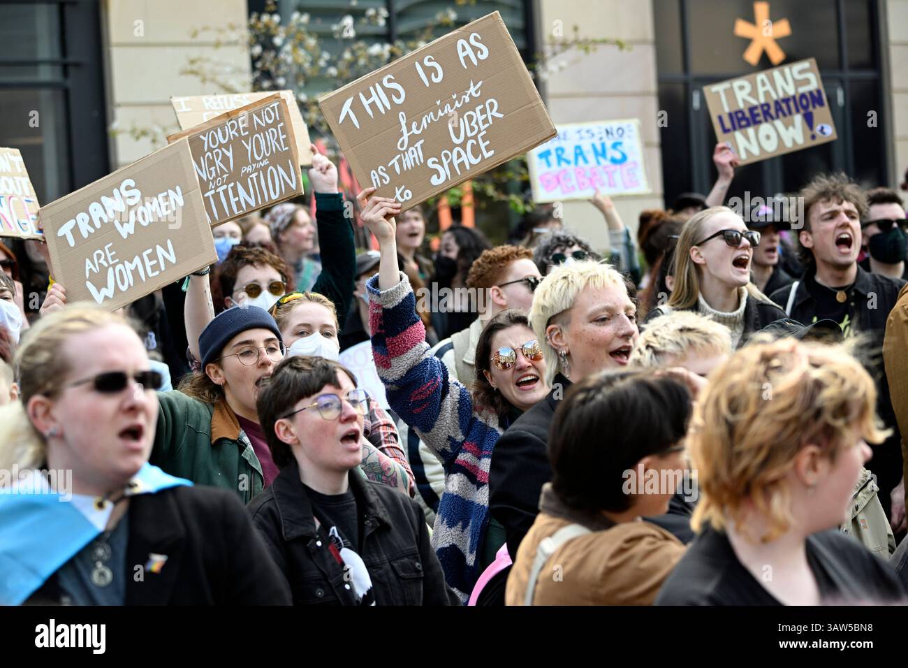 People from trans rights groups and community organisations take part ...