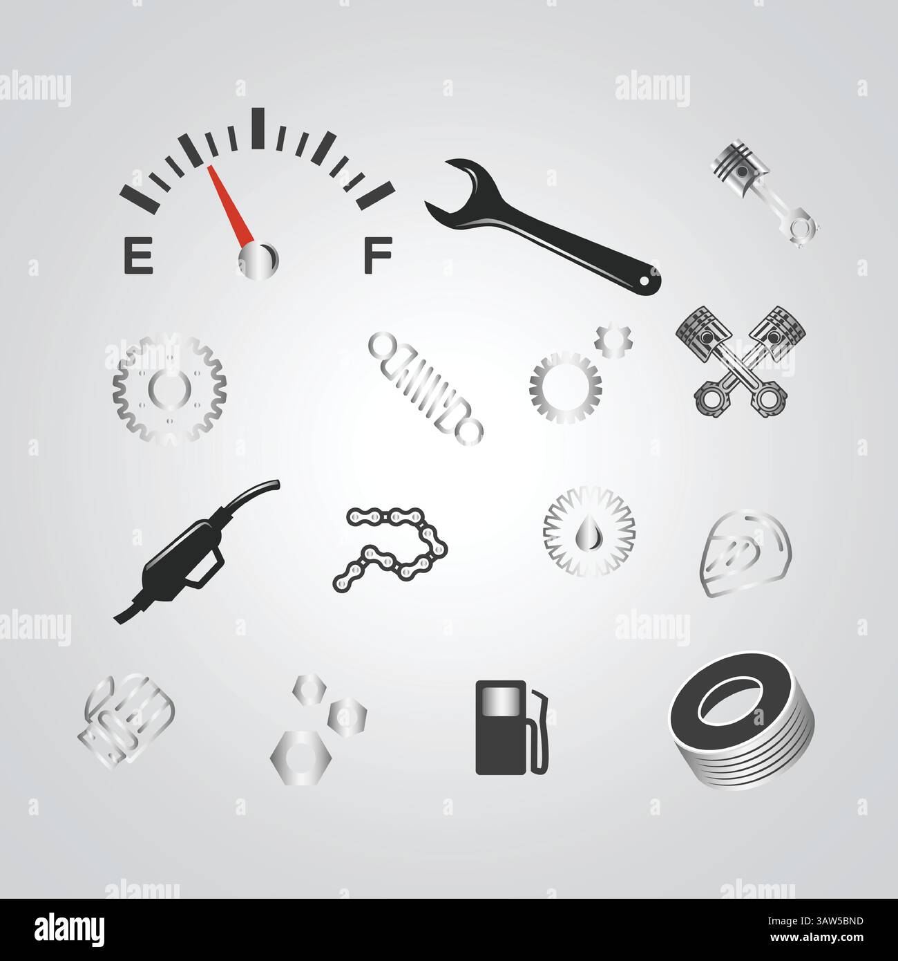Motorcycle parts icons, helmet, gloves, jacket, speed meter, Gear ...