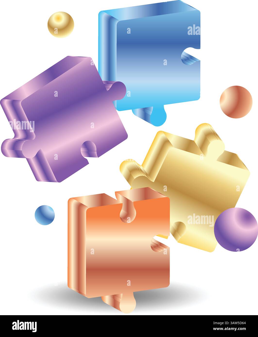 3D Puzzle Game Pieces Assembly Vector Illustration Stock Vector Image ...