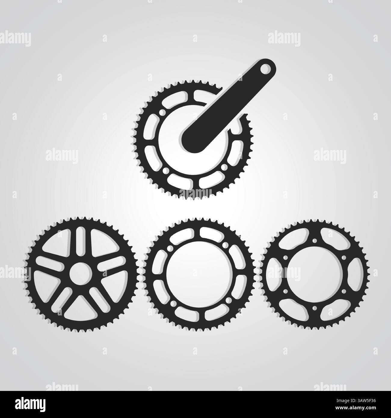 Bicycle Parts Gear, Vintage cycle Parts, unique icon with a silver ...