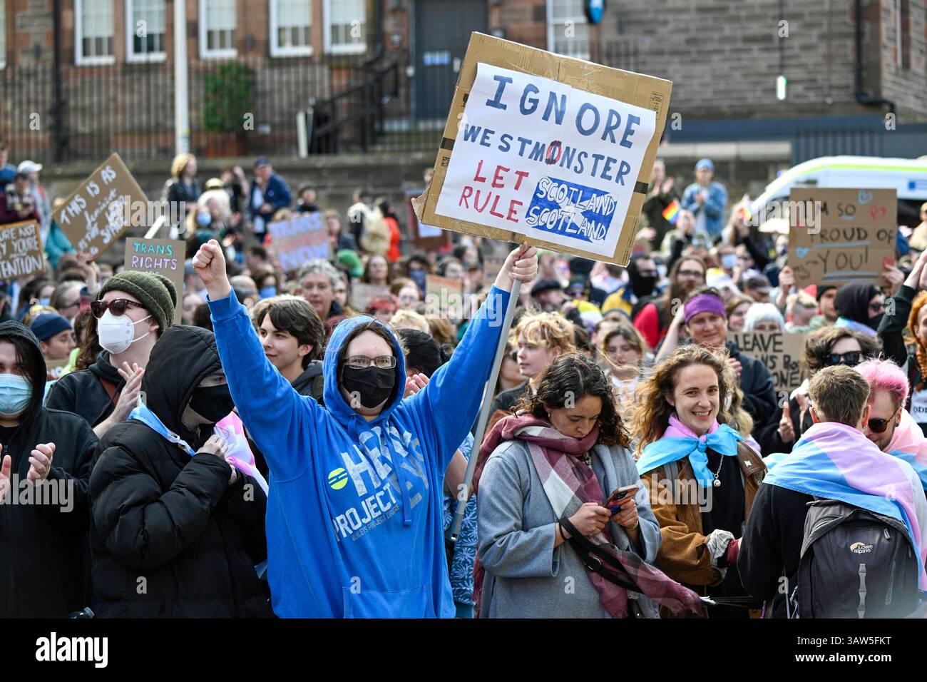 People from trans rights groups and community organisations take part ...