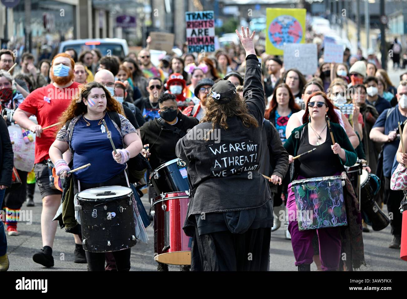 People from trans rights groups and community organisations take part ...