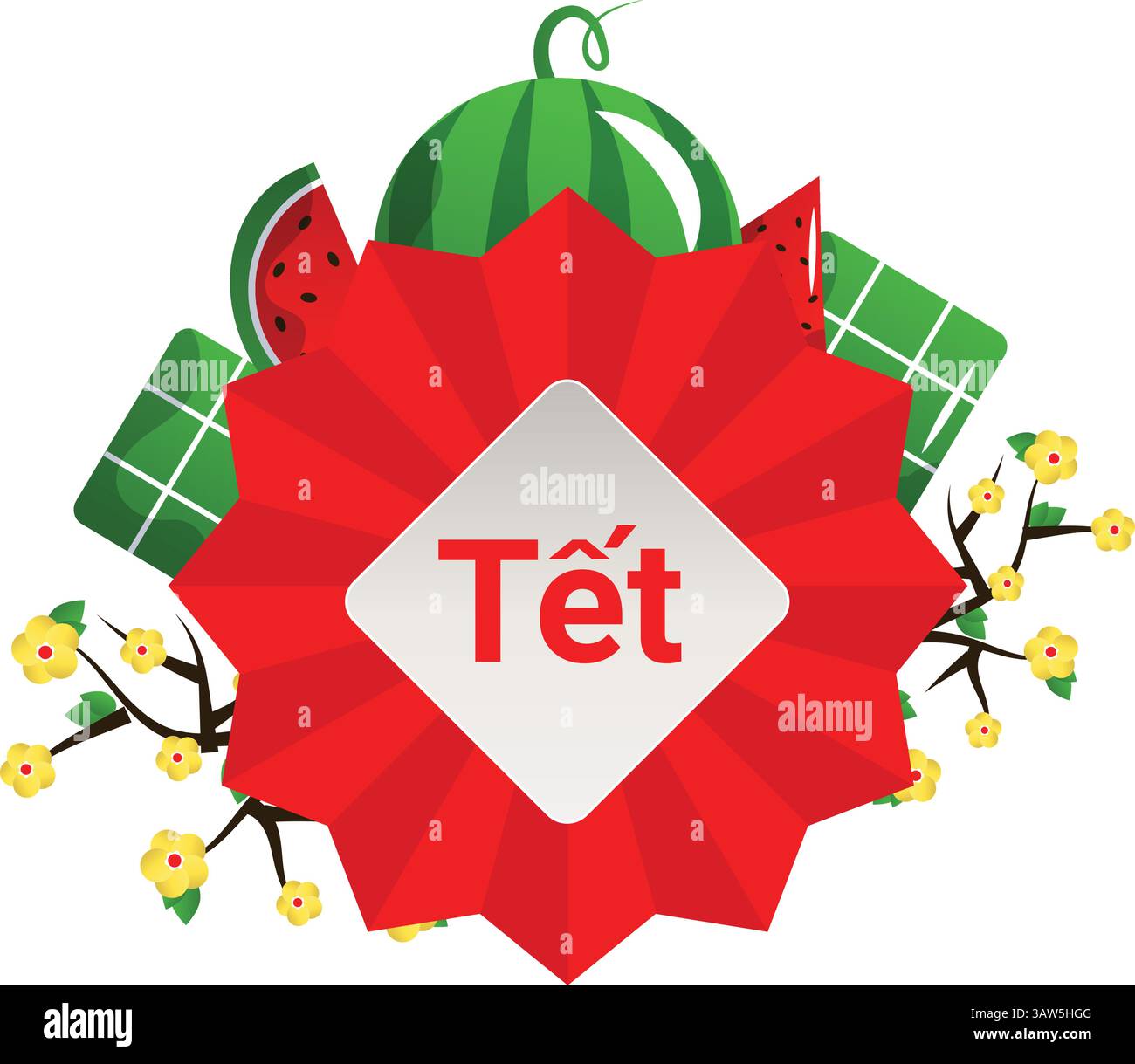Tet Festival Vietnamese Lunar New Year Vector Illustration Stock Vector ...