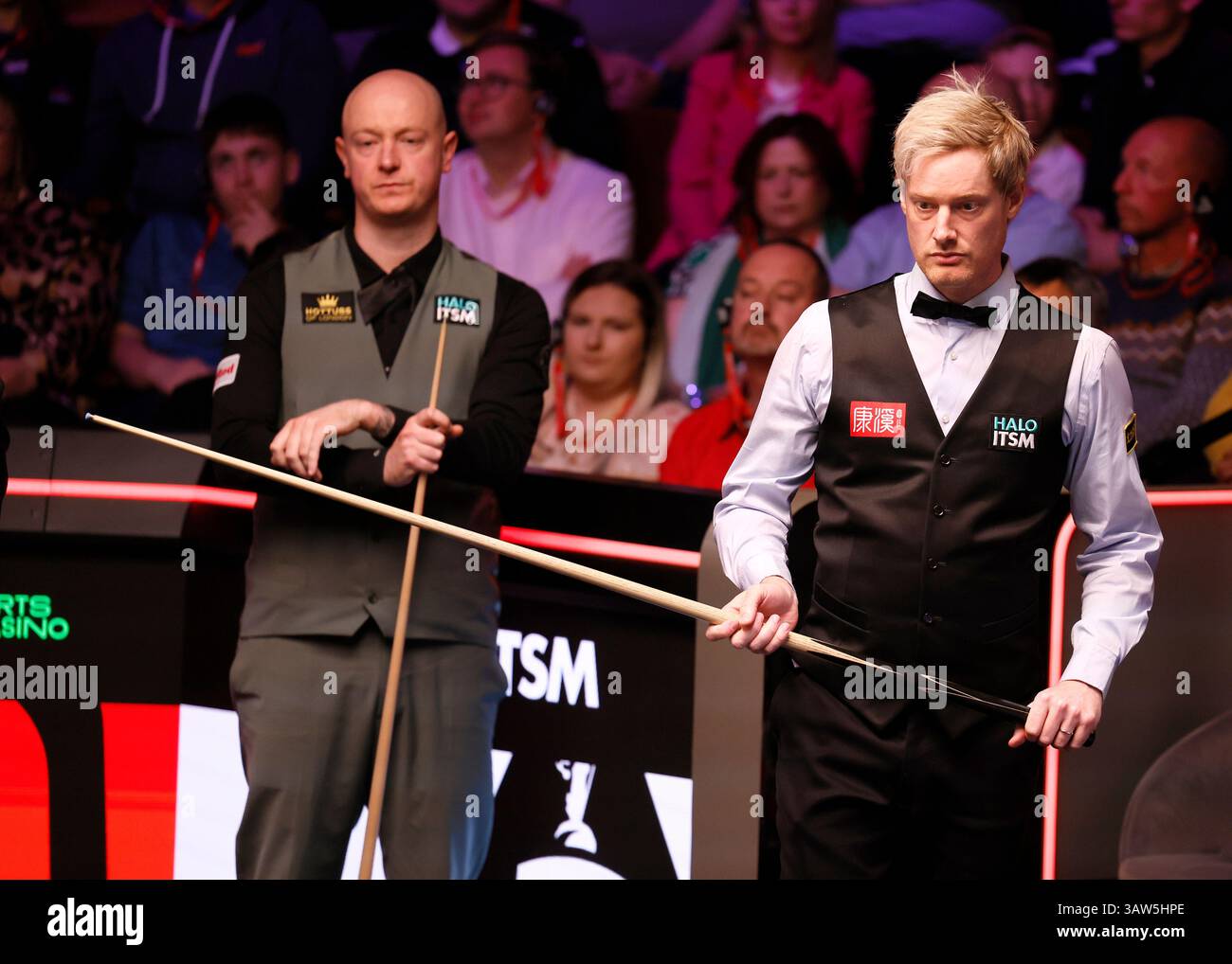 Neil Robertson (right) during his match against Chris Wakelin (left ...