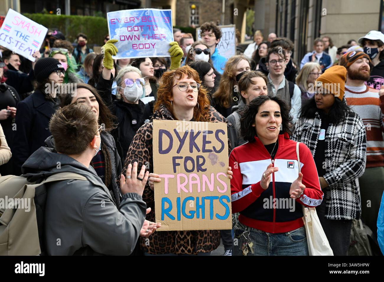 People from trans rights groups and community organisations take part ...