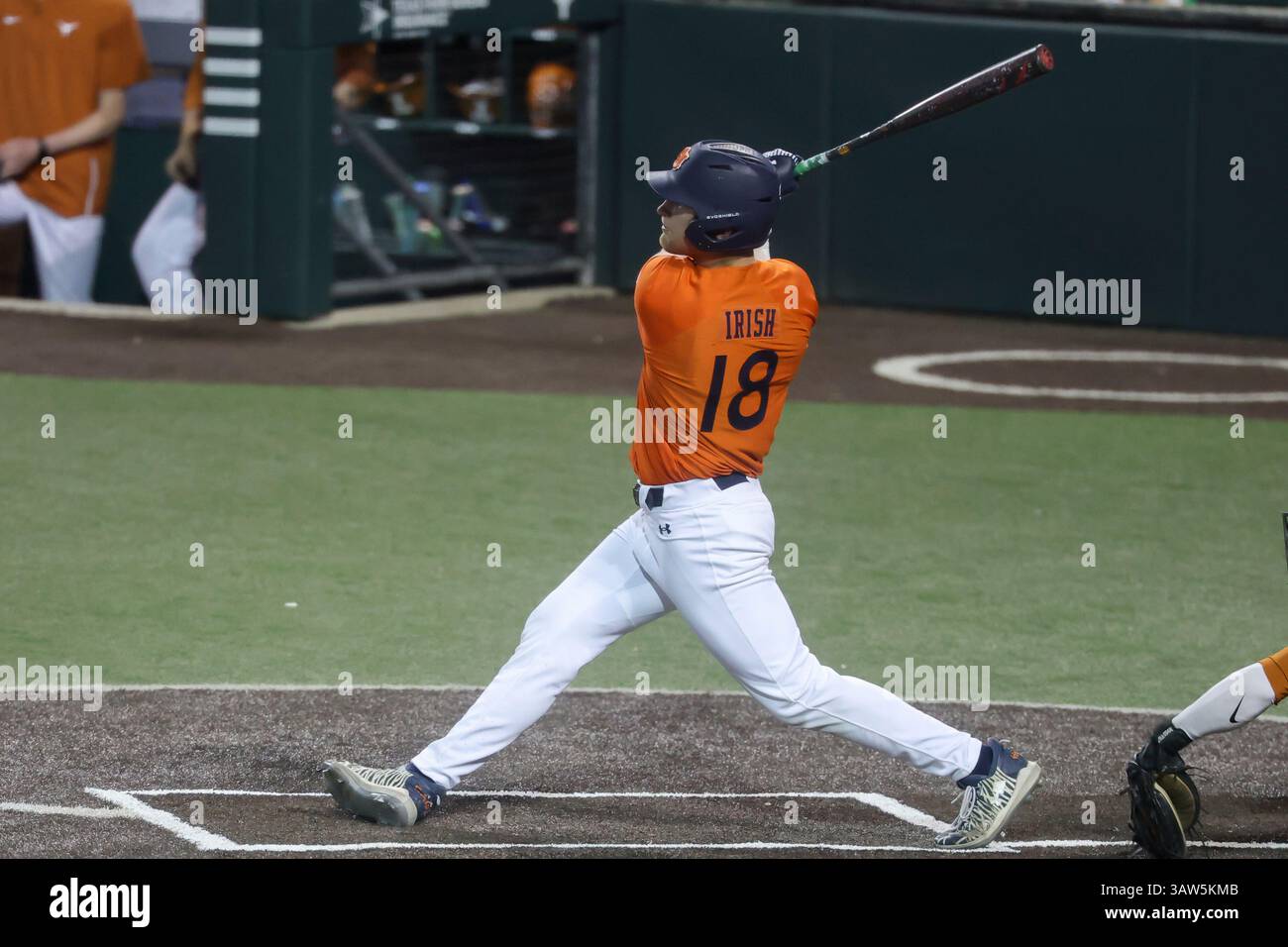 AUSTIN, TX - APRIL 18: Auburn catcher Ike Irish (18) watches his home ...