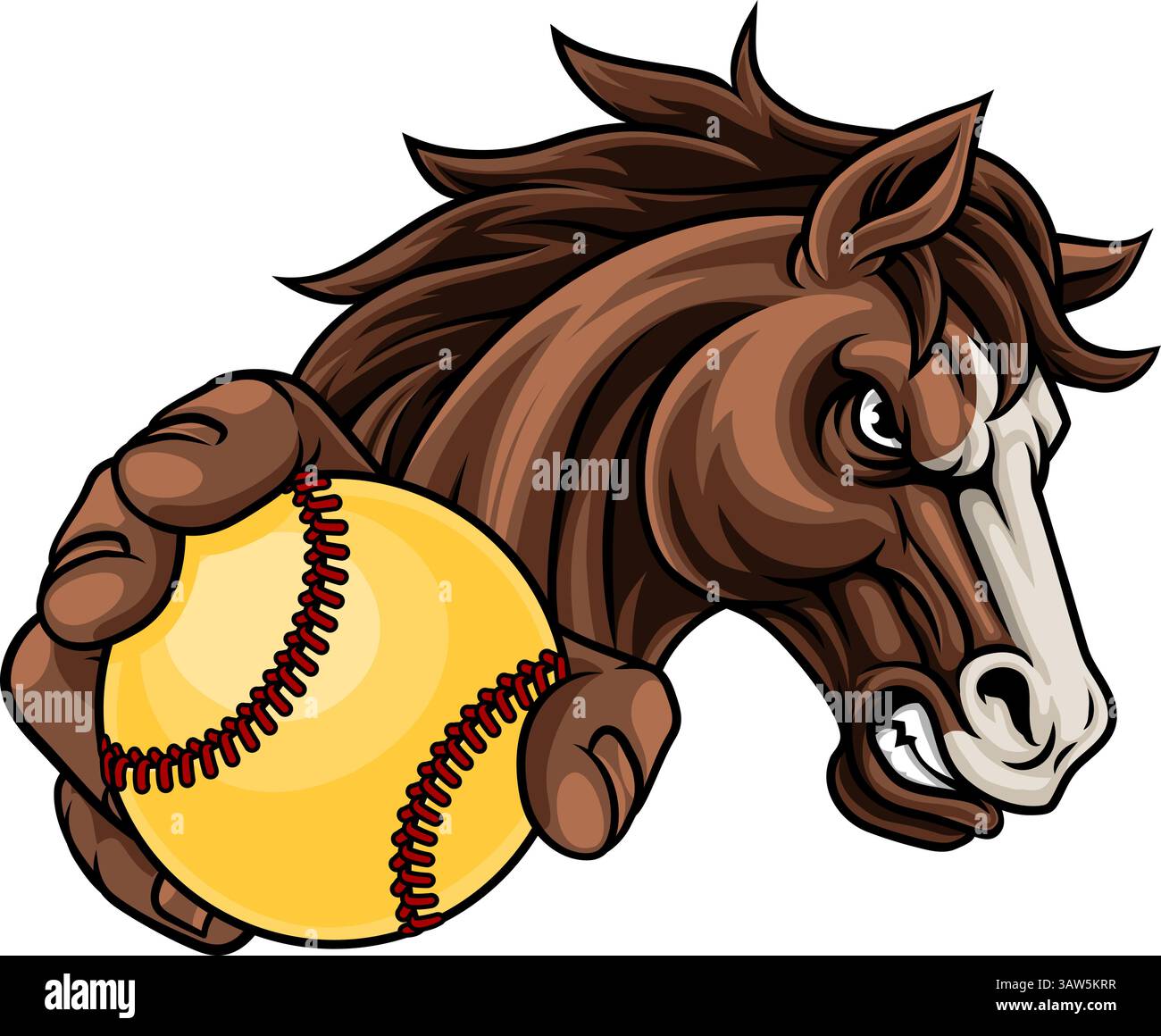 Horse Mustang Stallion Softball Sports Team Mascot Stock Vector Image ...