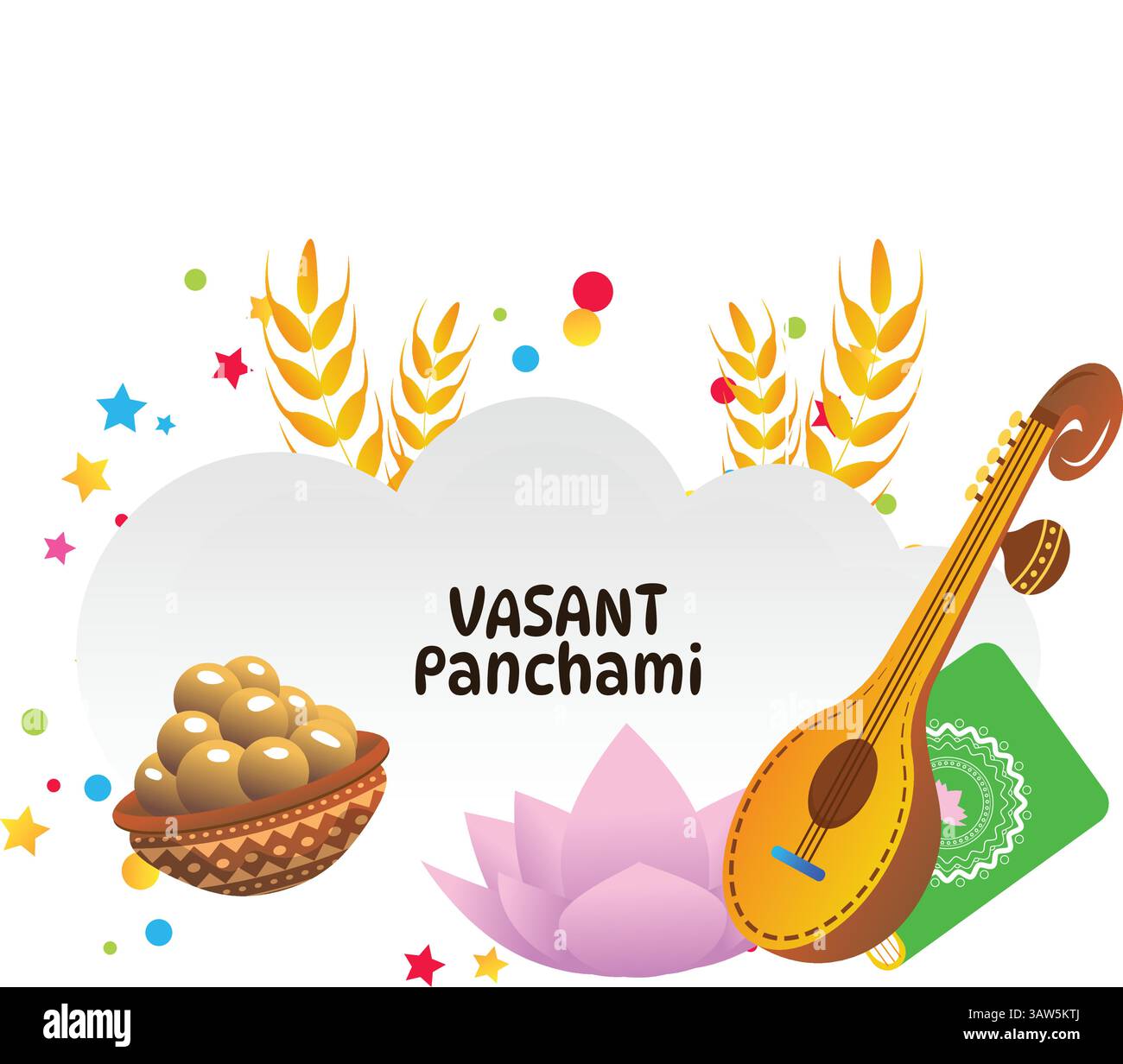 Vasant Panchami Saraswati Puja Festival Vector Illustration Stock ...