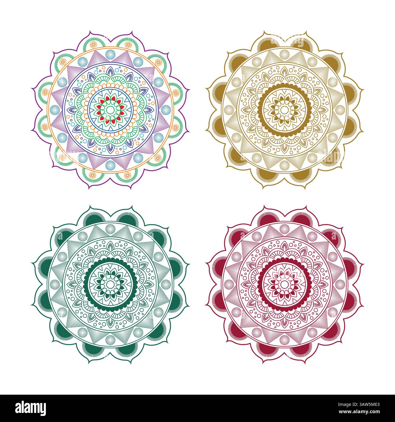 Colorful Mandala bundle 4 separate Design Art work Pattern template ...