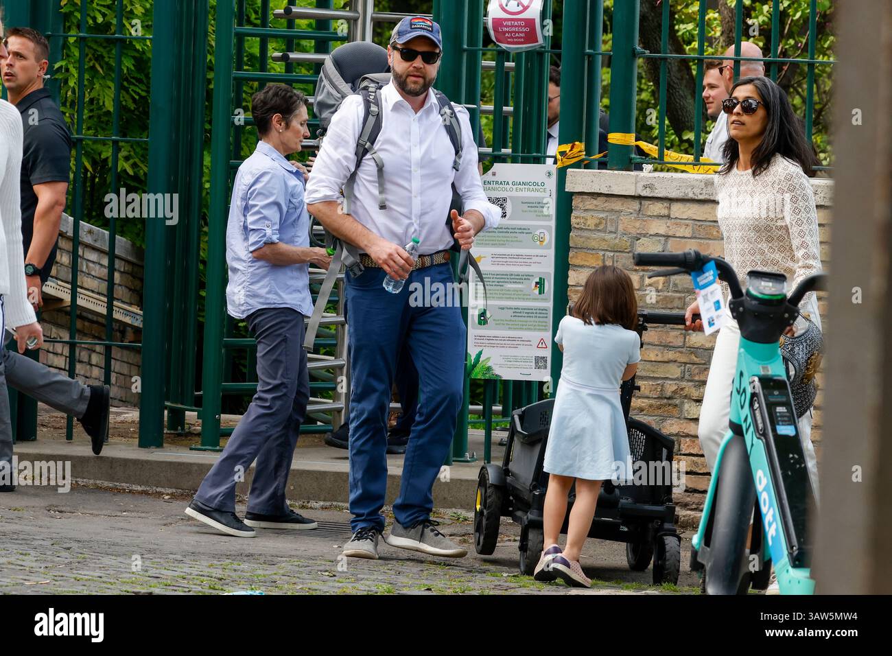 US Vice President J.D. Vance leaves Rome's Botanic Gardens with his ...