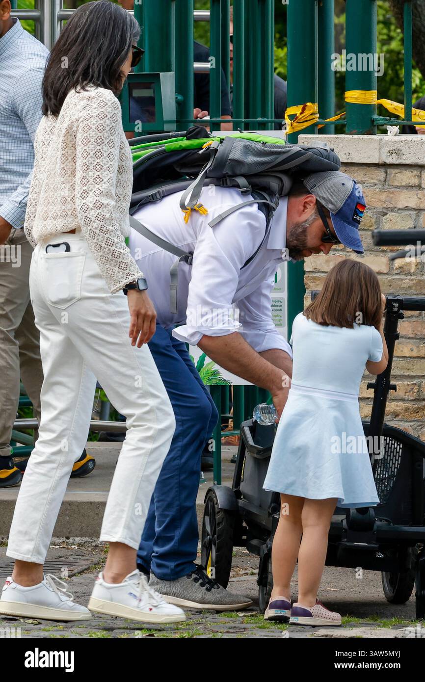 US Vice President J.D. Vance leaves Rome's Botanic Gardens with his ...