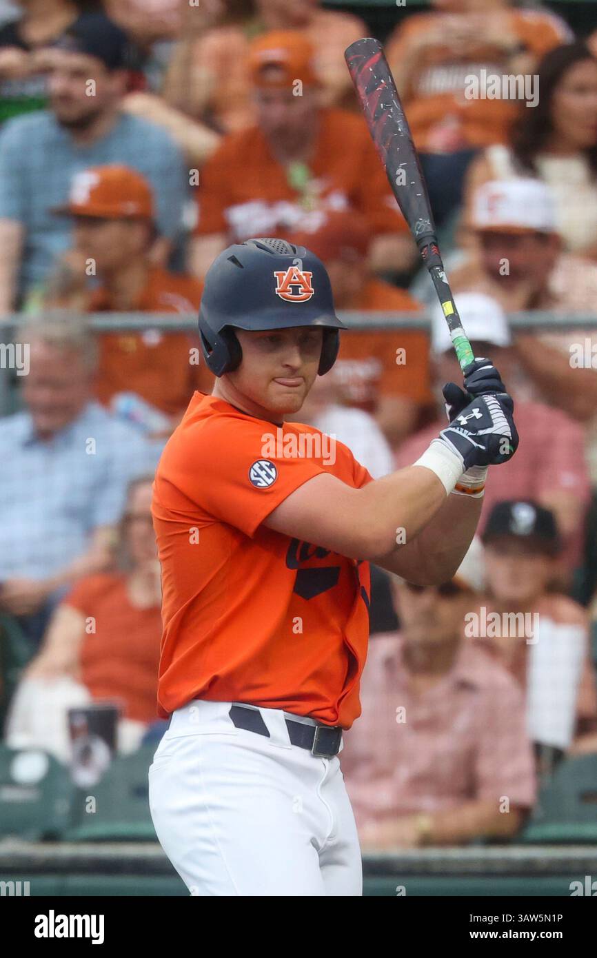 AUSTIN, TX - APRIL 18: Auburn catcher Ike Irish (18) relies to enter ...