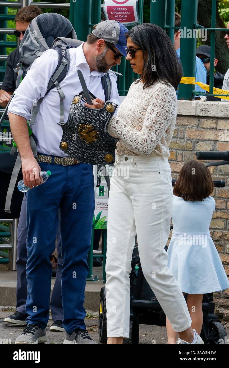 US Vice President J.D. Vance leaves Rome's Botanic Gardens with his ...
