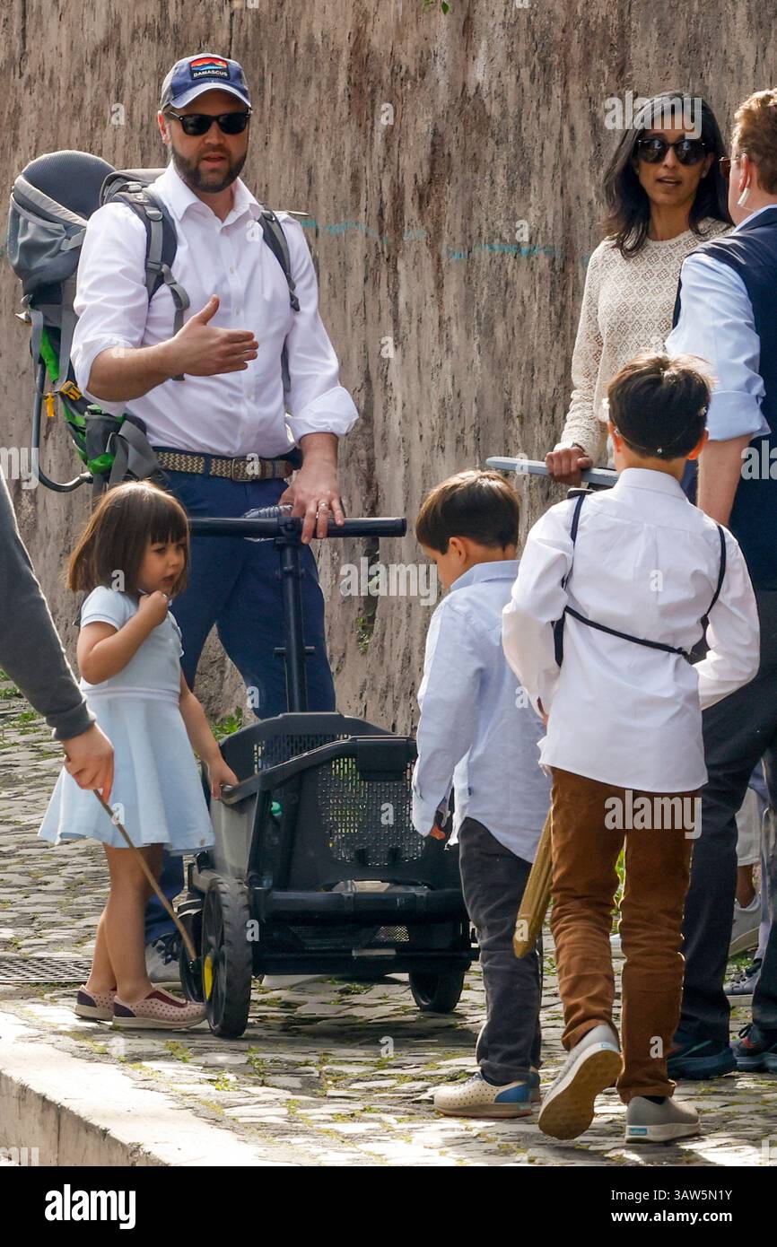 US Vice President J.D. Vance leaves Rome's Botanic Gardens with his ...