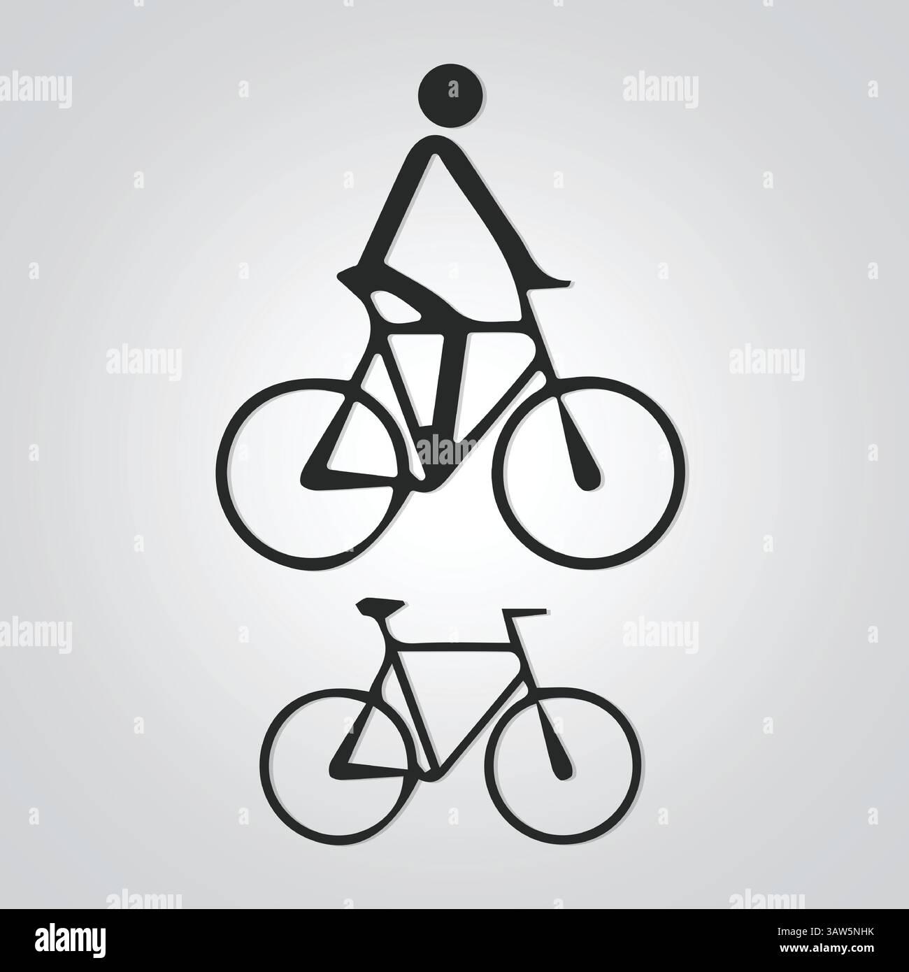 Bicycle men unique icon and cycle logo on a Silver Background. Vector ...
