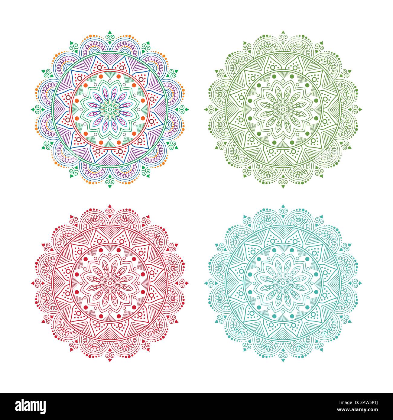 Colorful Mandala bundle 4 separate Design Art work Pattern template ...