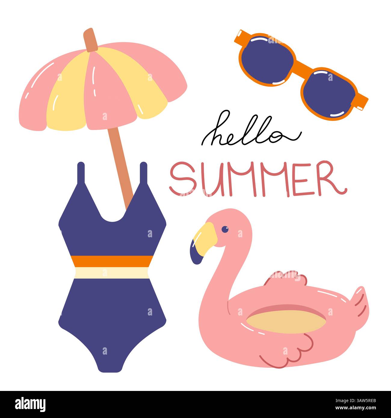 Flamingo with umbrella Stock Vector Images - Alamy