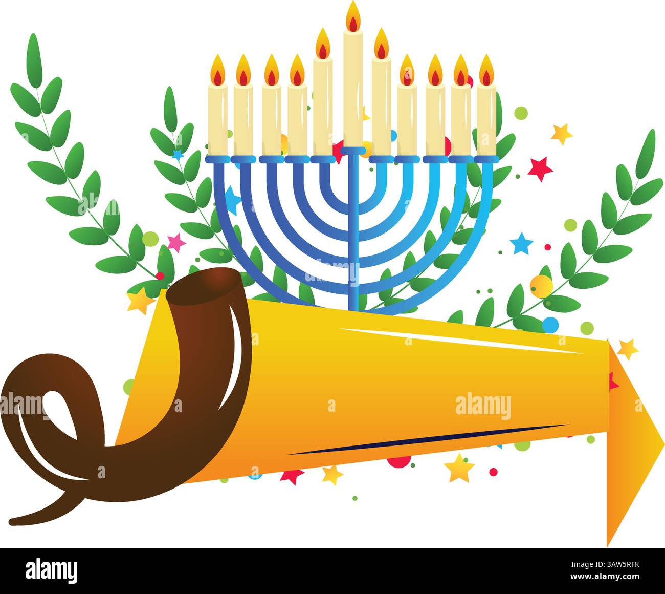 Yom Kippur Jewish Day of Atonement Vector Illustration Stock Vector ...