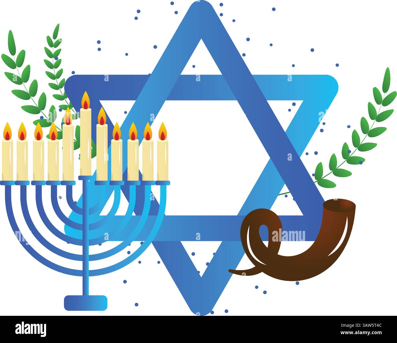 Yom Kippur Jewish Day of Atonement Vector Illustration Stock Vector ...