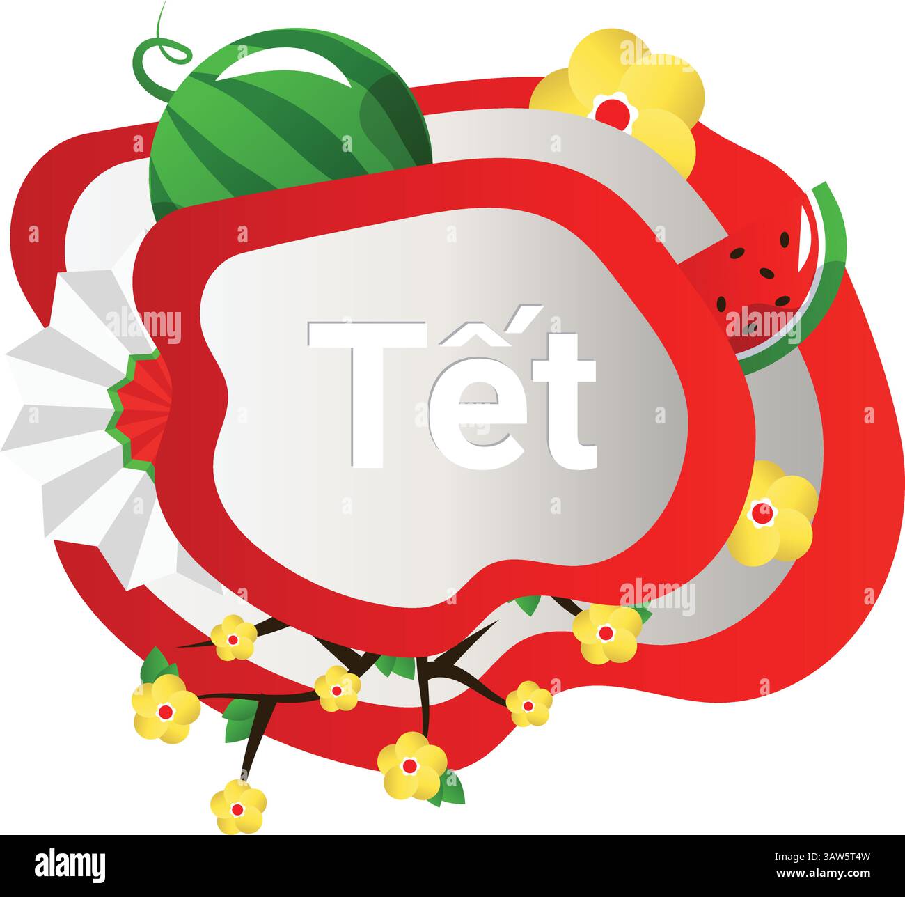 Tet Festival Vietnamese Lunar New Year Vector Illustration Stock Vector ...