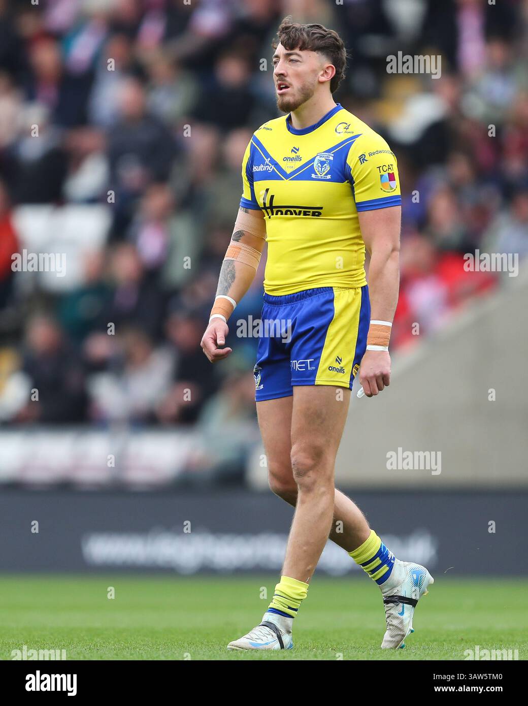 Leigh, UK. 19th Apr, 2025. Matty Ashton of Warrington Wolves during the ...