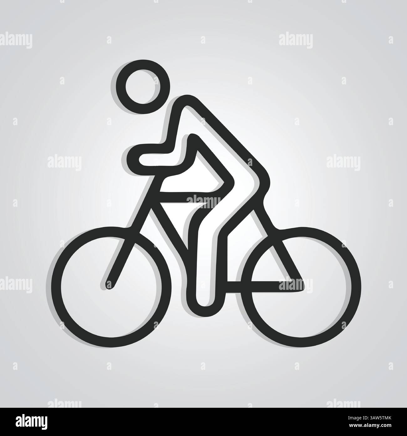 Outline racing bicycle, unique icon, cycle logo with a silver ...