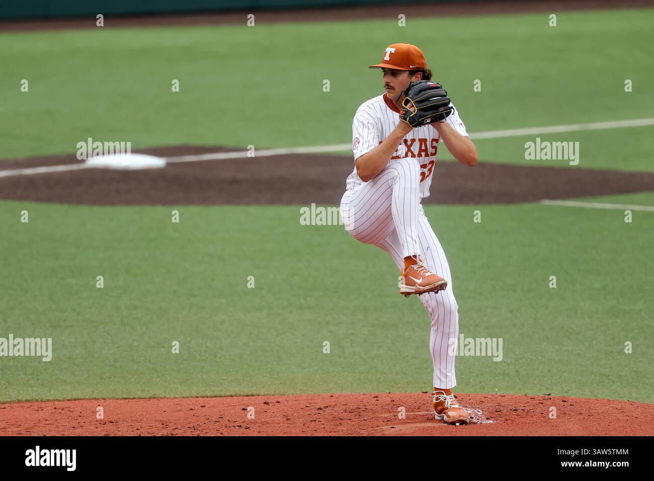 AUSTIN, TX - APRIL 18: Texas pitcher Luke Harrison (53) winds up for a ...