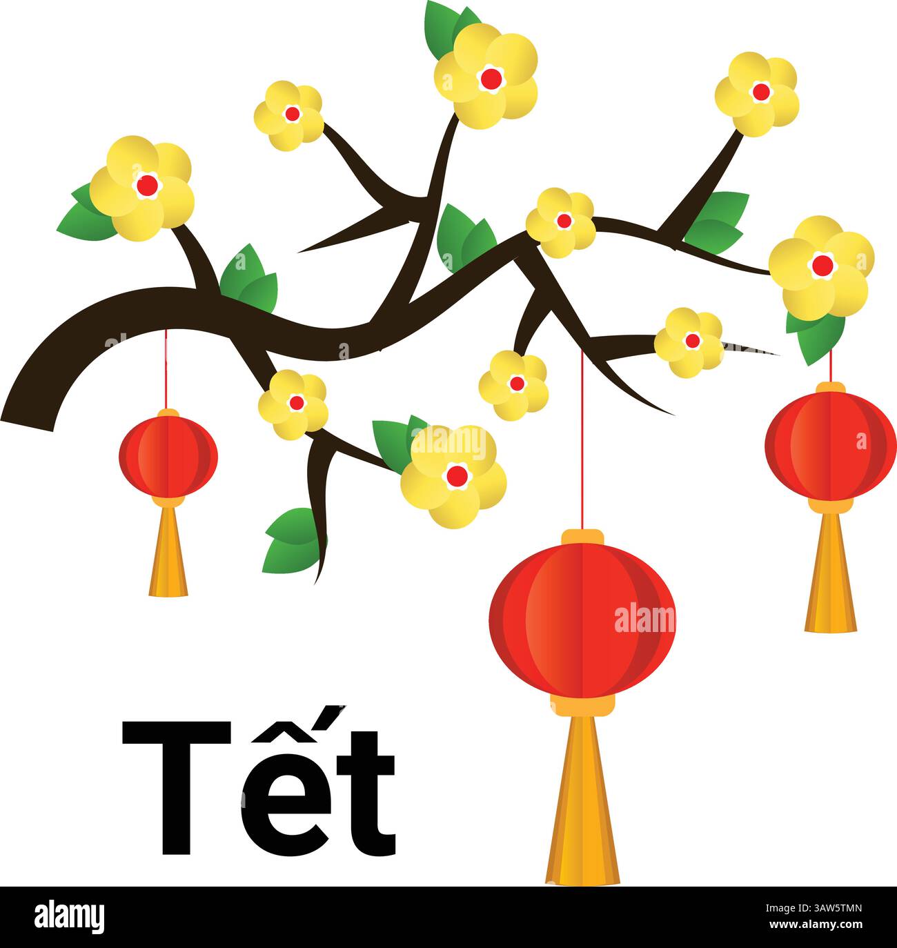 Tet Festival Vietnamese Lunar New Year Vector Illustration Stock Vector ...