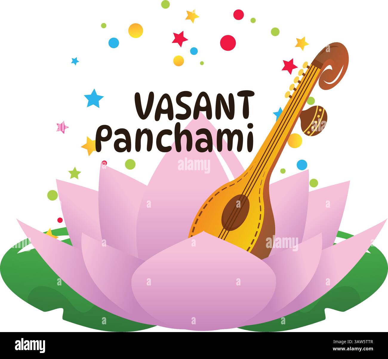 Vasant Panchami Saraswati Puja Festival Vector Illustration Stock ...