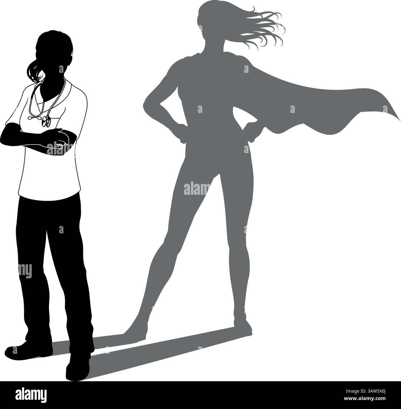 Superhero Doctor Nurse Super Hero Shadow Stock Vector Image & Art - Alamy