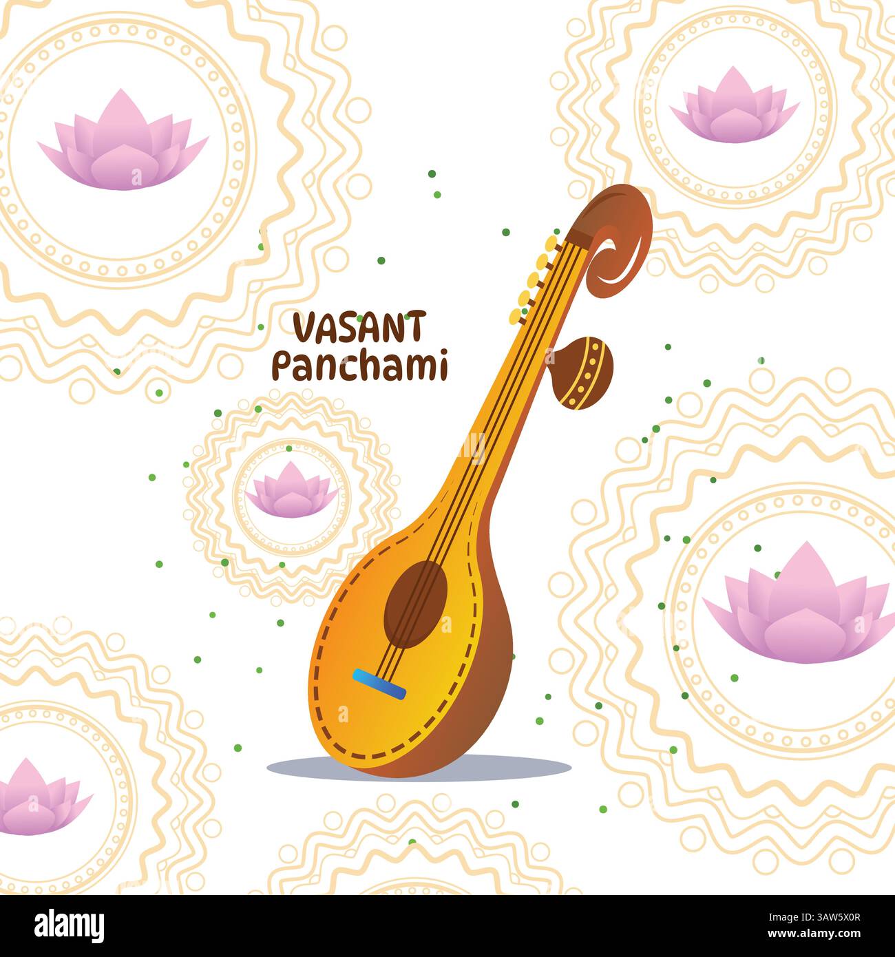 Vasant Panchami Saraswati Puja Festival Vector Illustration Stock ...